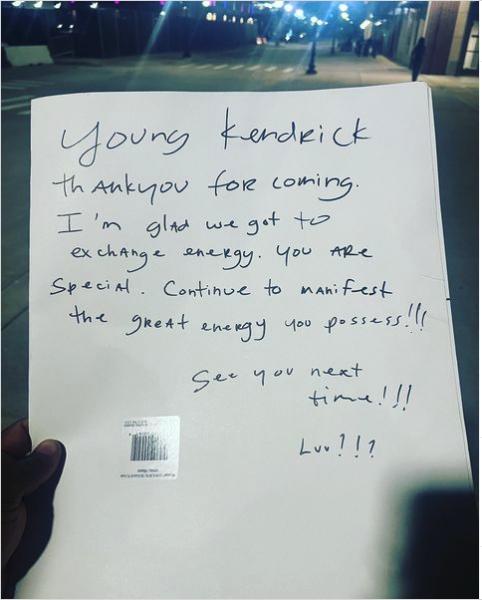 Kendrick Lamar writes heartfelt letter to a young fan